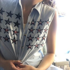 Vintage | Jackets & Coats | Vintage Star Jean Vest | Poshmark